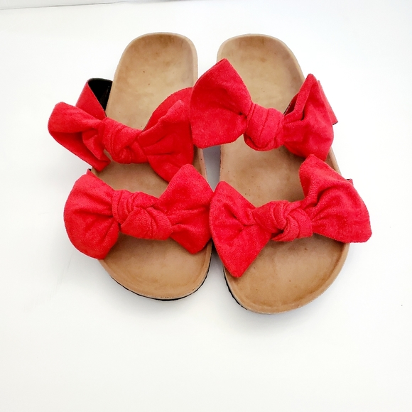 Sogralimasos | Shoes | Red Double Bow Slide Casual Sandals | Poshmark